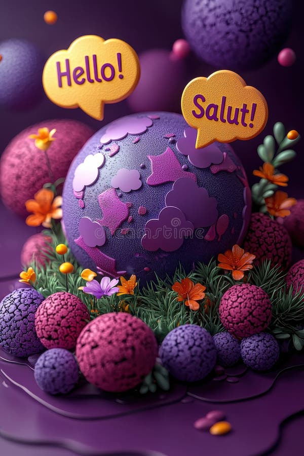 Colorful 3D Globe with Speech Bubbles in Different Languages and ...
