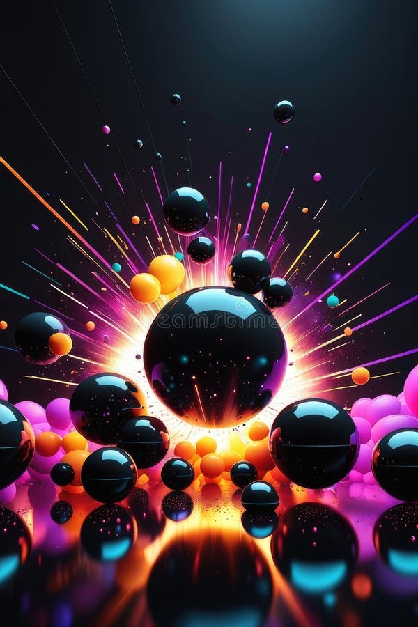 Colorful 3d Glossy Spheres Creative Background, Vertical Composition ...