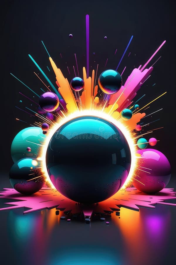 Colorful 3d Glossy Spheres Creative Background, Vertical Composition ...