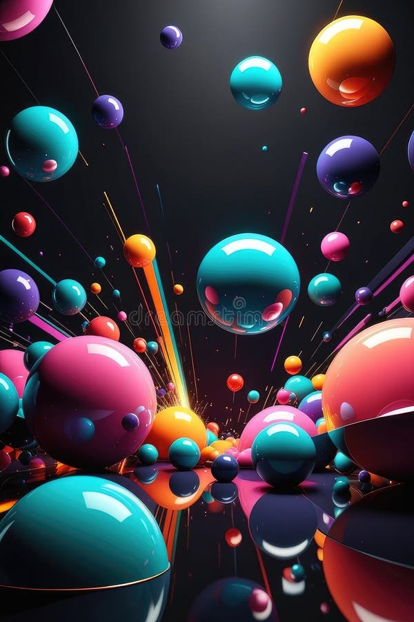 Colorful 3d Glossy Spheres Creative Background, Vertical Composition ...