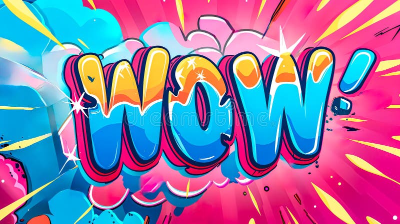 Vibrant 3d Wow Graffiti Artwork on Abstract Background Stock Photo ...