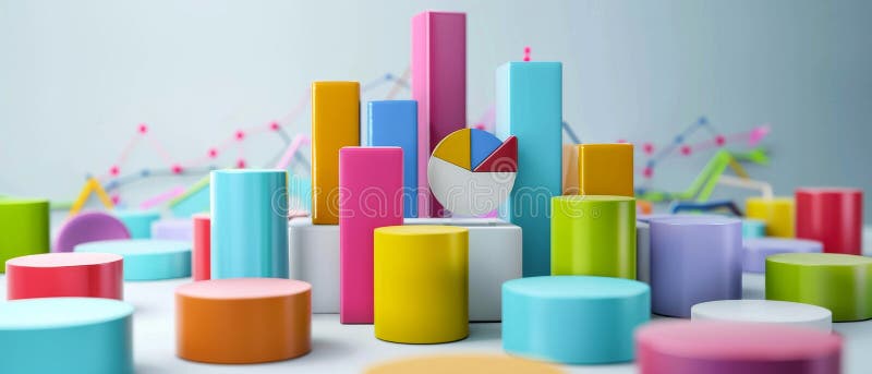 A Colorful 3D Graph, Cubes and Rectangles, Vibrant and Dynamic Scene ...
