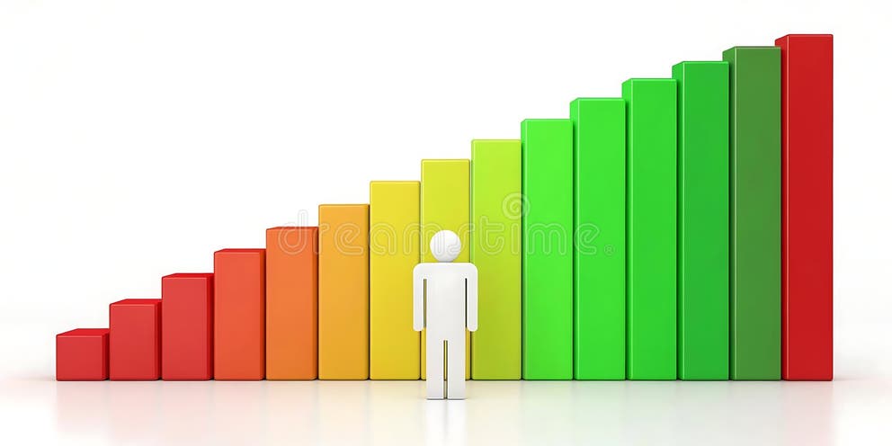 Colorful 3D Growth Chart with Human Figure Standing in Front of Rising ...