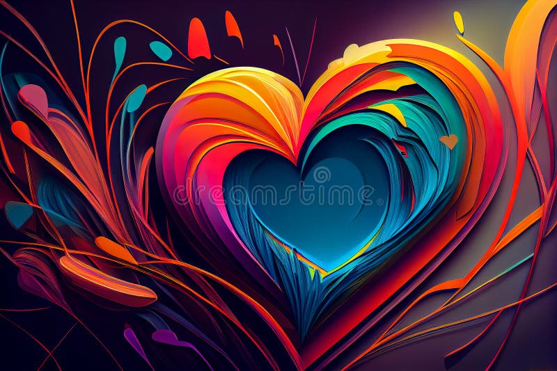 Colorful 3d Heart. Generative AI, Generative, AI Stock Illustration ...