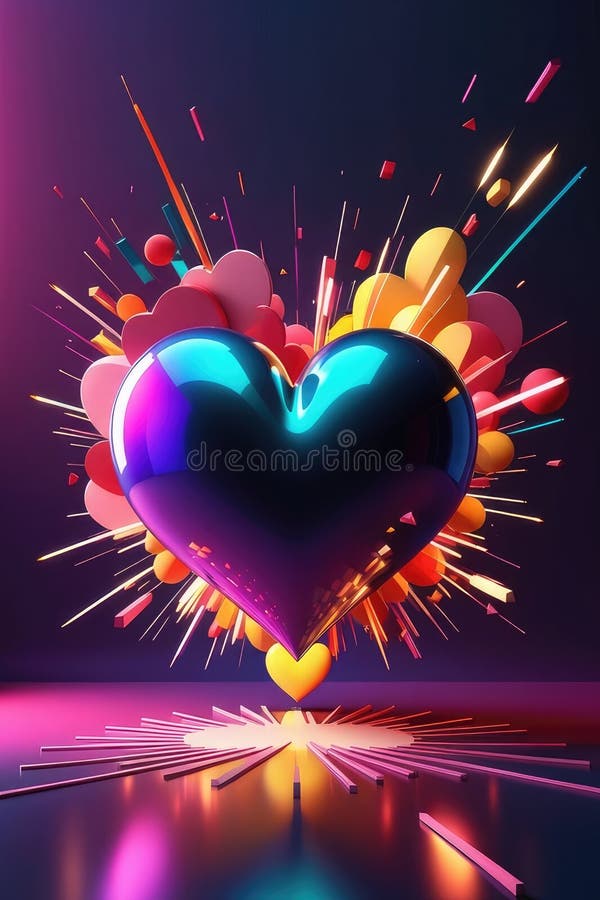 Colorful 3d Heart Shapes Creative Background, Vertical Composition ...