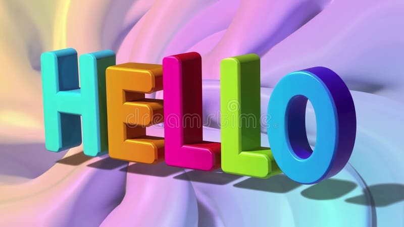 Colorful 3d Hello Sign on Moving Iridescent Background in Slow Motion ...