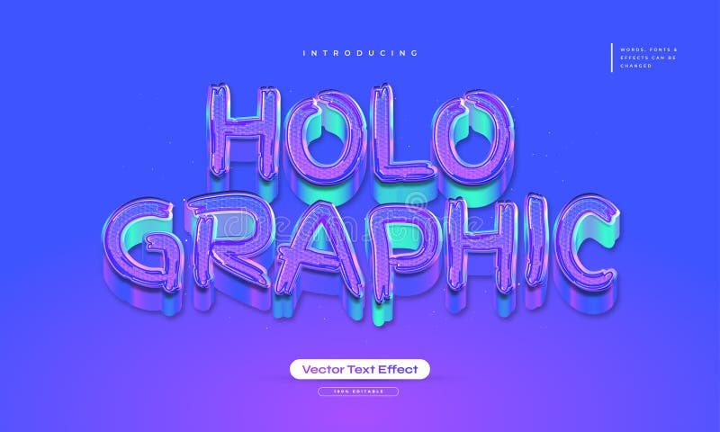 Colorful and 3D Holographic Text Effect Stock Vector - Illustration of ...
