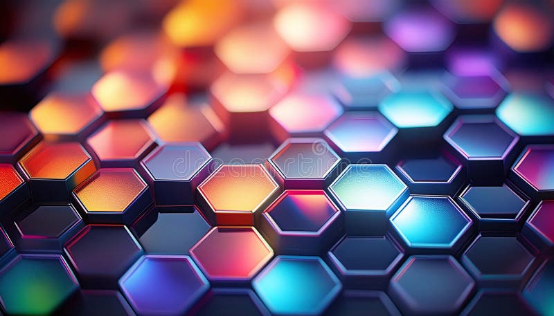 Colorful 3D Honeycomb Pattern with Light Reflections Stock Illustration ...