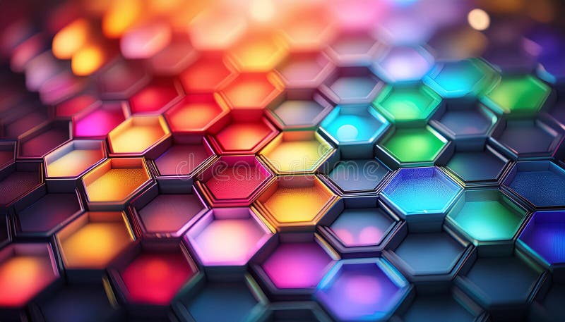 Colorful 3D Honeycomb Pattern with Light Reflections Stock Illustration ...