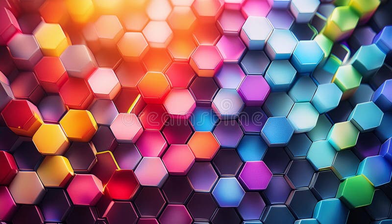 Colorful 3D Honeycomb Pattern with Light Reflections Stock Illustration ...