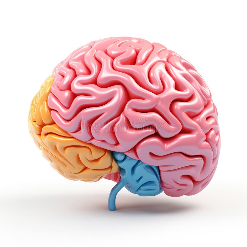 Colorful 3D Human Brain on White Background Stock Illustration ...