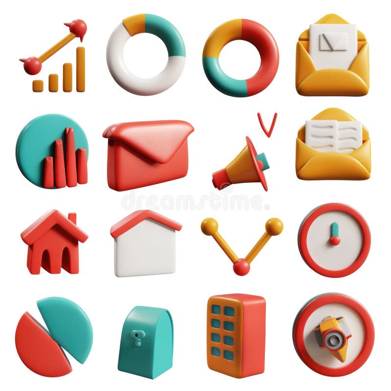Colorful 3D Icons Set Featuring Social Media, Technology, and ...