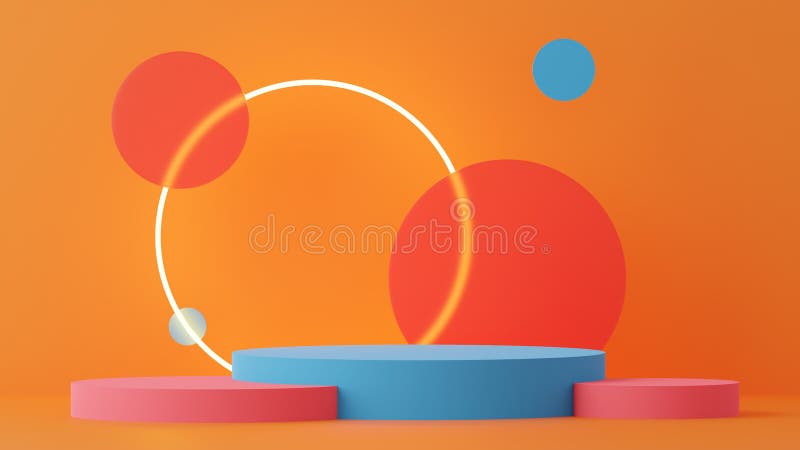 Colorful 3D Illustration of Cylindrical Platform Stock Illustration ...