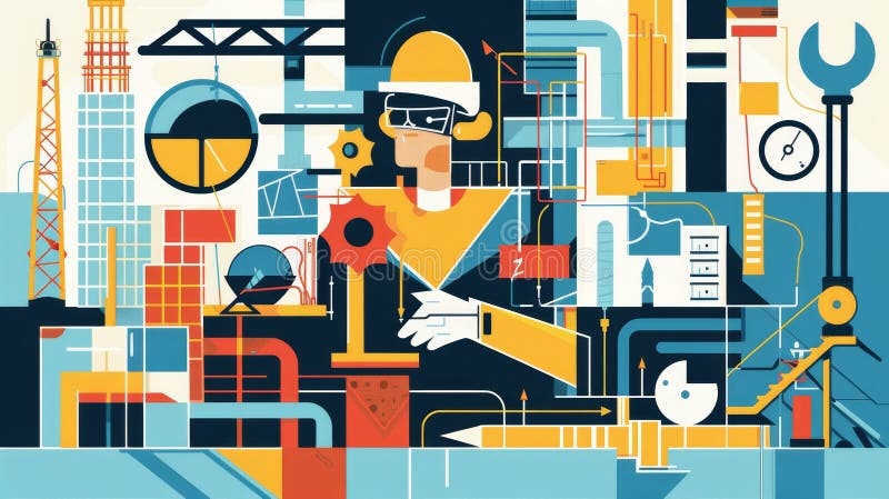 A Colorful 2D Illustration Depicting an Architects Vision for a Modern ...