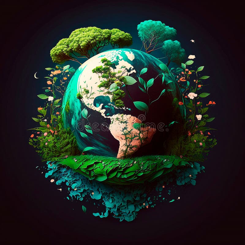 Colorful 3d Illustration of Planet Earth. Protect the Environment Stock ...