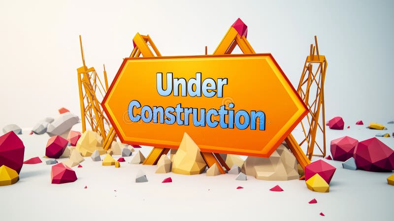 Colorful, 3D Illustration of an Under Construction Sign Surrounded by ...