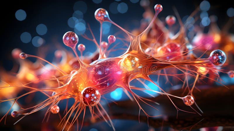 Colorful 3D Illustrations on a Black Background of Human Nerves Can Be ...