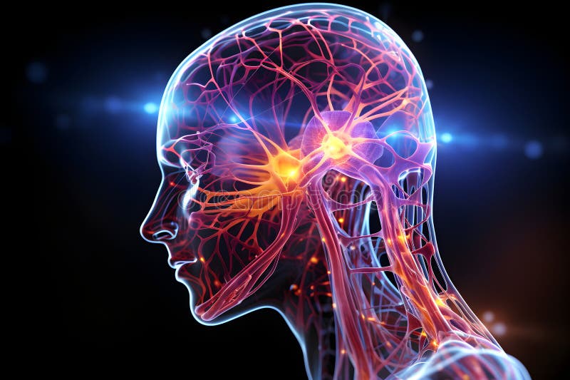Colorful 3D Illustrations on a Black Background of Human Nerves Can Be ...