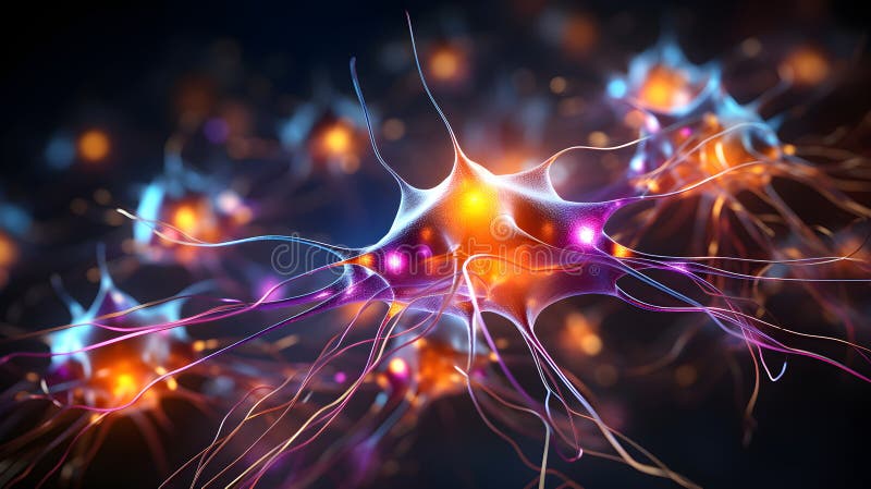 Colorful 3D Illustrations on a Black Background of Human Nerves Can Be ...