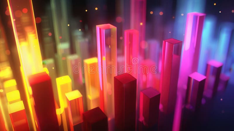Colorful 3D Infographic Bar Chart with Glowing Highlights and Sharp ...