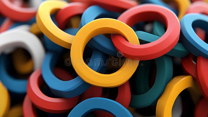 Colorful 3D Interlocking Rings Abstract Background Stock Illustration ...