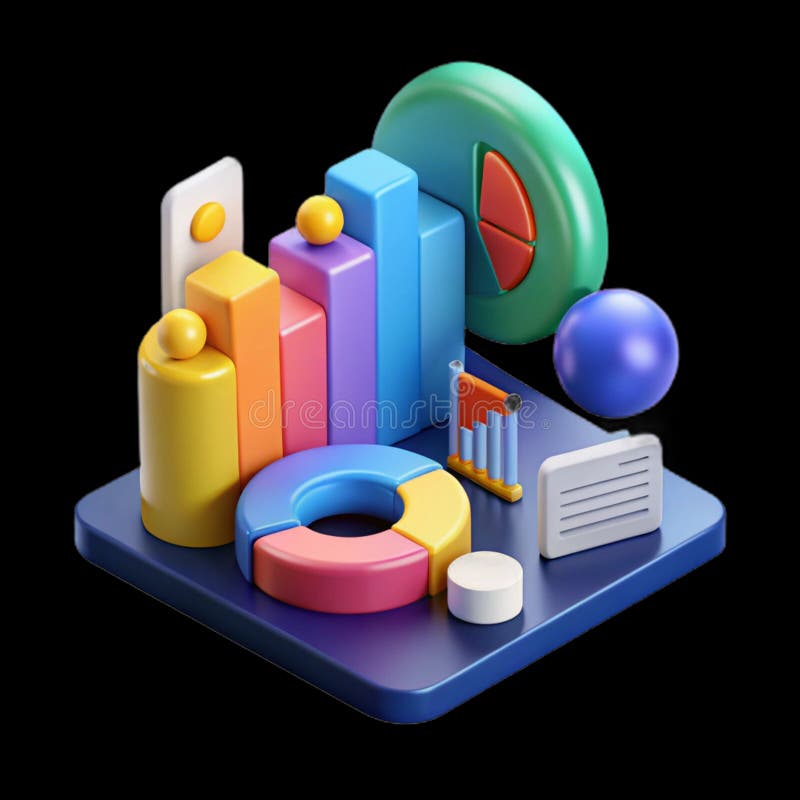 Colorful 3d Isometric Business Data Visualization Elements Infographic ...