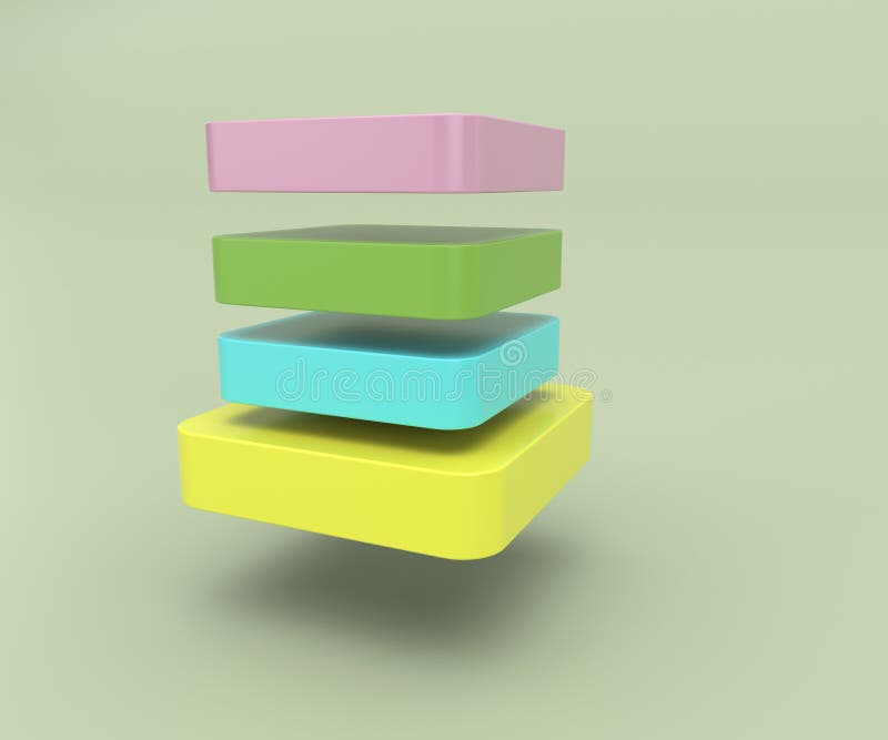 Colorful 3d Layer Icon, Minimal 3d Render Illustration on Pastel Sprout ...