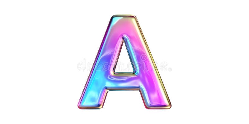 Colorful 3D Letter a with Iridescent Gradient Effect. Vibrant ...