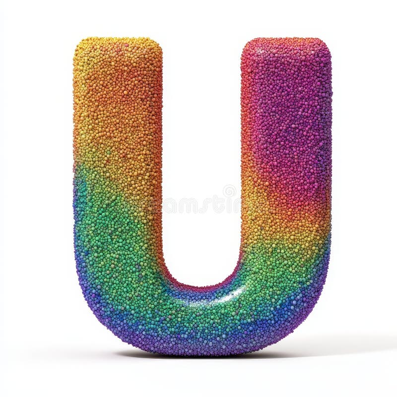 Colorful 3D Letter U Made of Textured, Rainbow-colored Particles Stock ...