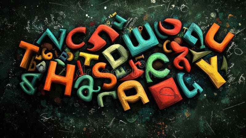 Colorful 3d Alphabet Letters Dark Background Creative Design Stock ...