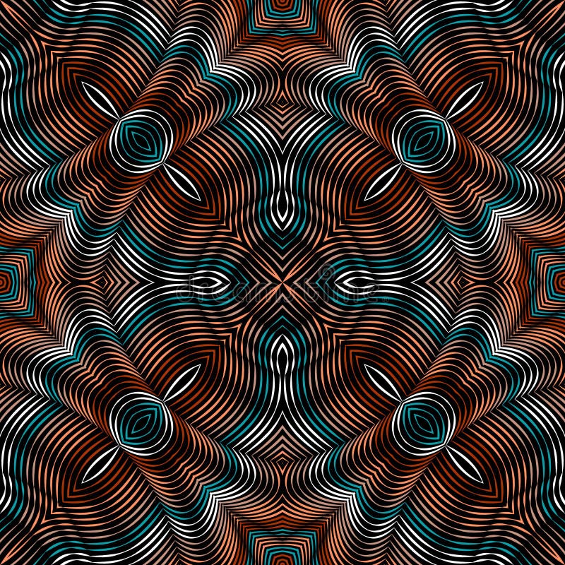 Colorful 3d Lines Vector Seamless Pattern. Modern Ornamental Surface ...