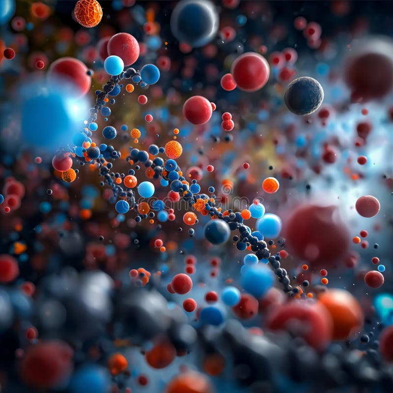 Colorful 3D Macro Visualization of Particles Stock Image - Image of ...