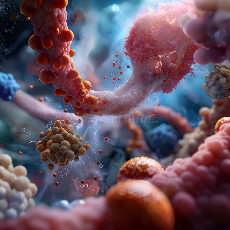 Colorful 3D Macro Visualization of Particles Stock Photo - Image of ...