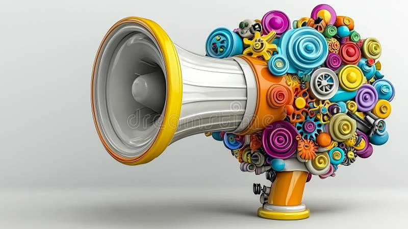 Colorful 3D Megaphone with Gears and Colorful Elements - Generative AI ...