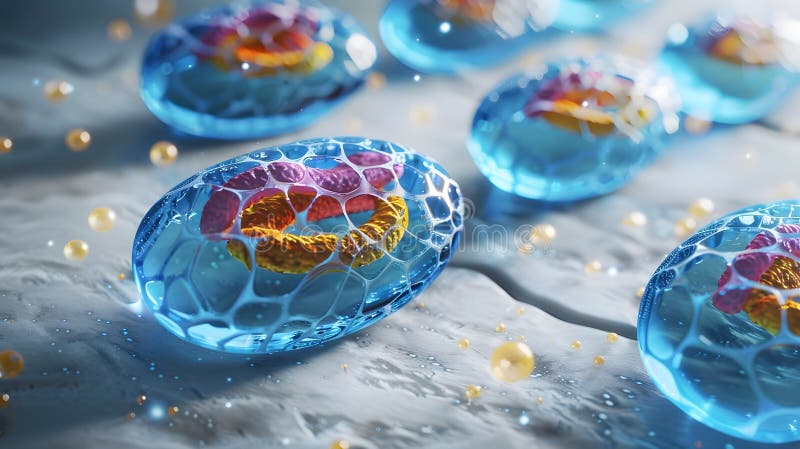 Colorful 3D of Microscopic Cell Division Process Stock Image - Image of ...