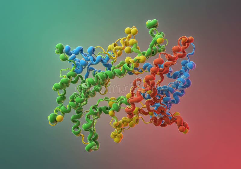 3D Model of a Protein Molecule Stock Illustration - Illustration of ...