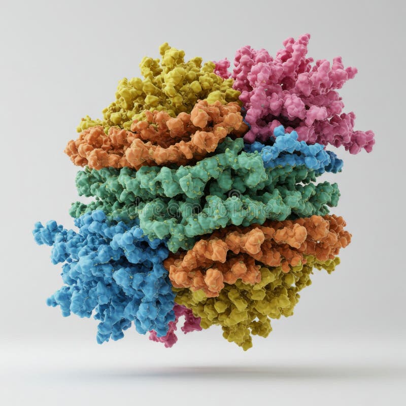 3D Model of a Protein Molecule Stock Illustration - Illustration of ...