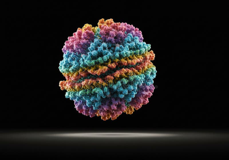 Colorful 3D Model of a Complex Virus Structure Stock Illustration ...
