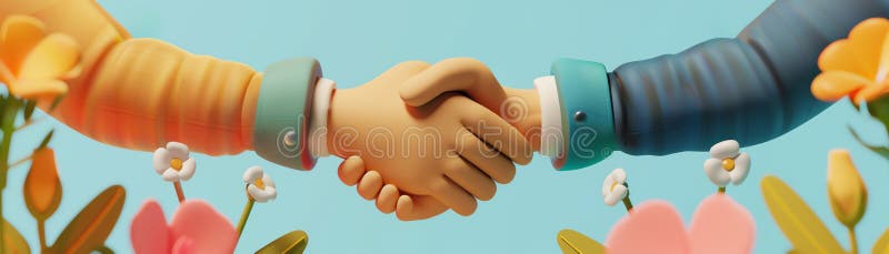 91 Colorful 3D Model of a Handshake Icon in an Illustrated Setting ...