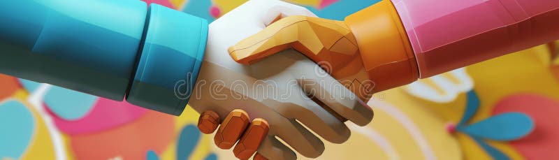 91 Colorful 3D Model of a Handshake Icon in an Illustrated Setting ...
