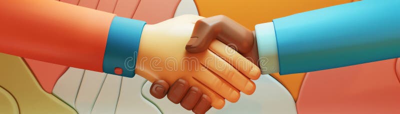 91 Colorful 3D Model of a Handshake Icon in an Illustrated Setting ...