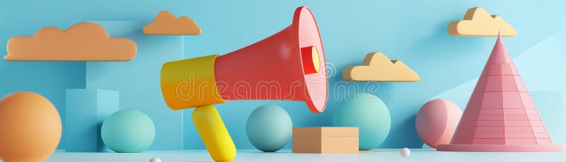 49 Colorful 3D Model of a Megaphone Icon in an Illustrated Setting ...