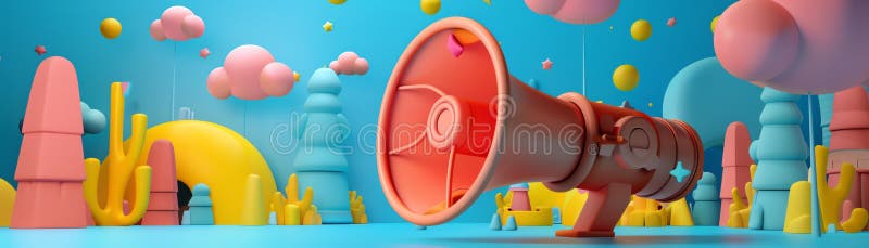 49 Colorful 3D Model of a Megaphone Icon in an Illustrated Setting ...
