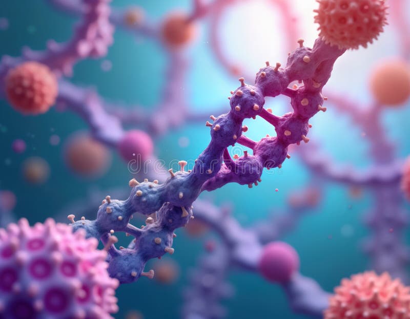 Colorful 3d Model Shows Dna Structure. Many Different Colored Cells ...