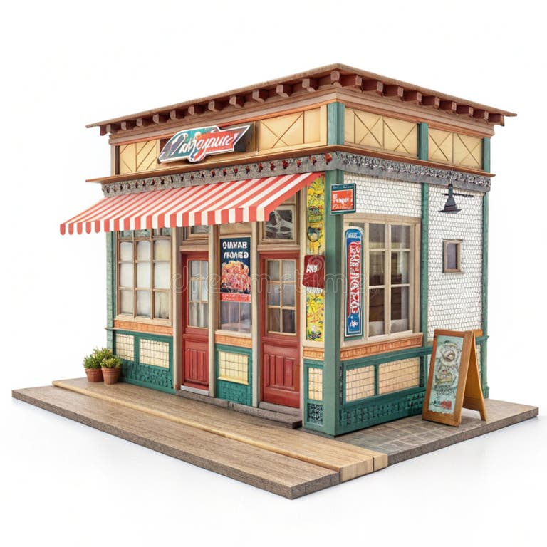 Colorful 3D Model of a Small Storefront Stock Illustration ...