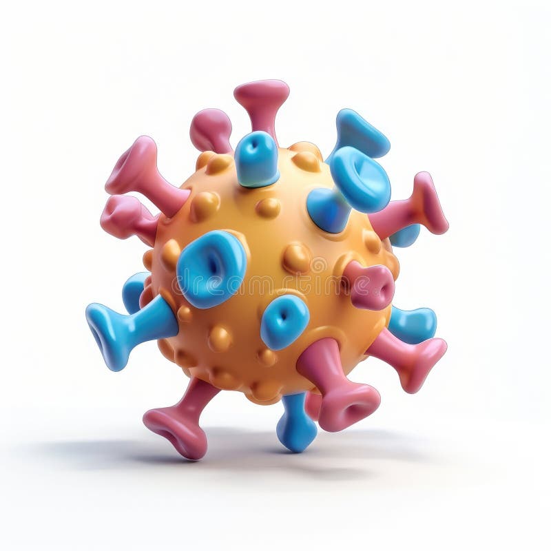 Cartoon Virus 3D Render: Colorful Microbe Model Stock Illustration ...