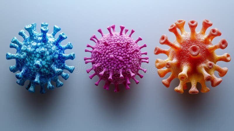 Colorful 3d Models of Viruses on a Light Grey Background Stock ...