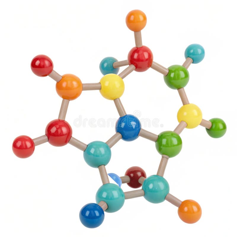 Colorful 3D Molecular Structure Isolated on Transparent Background ...