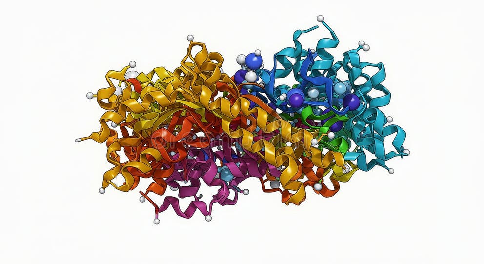 A Colorful 3D Molecular Structure Representing a Protein Model. it ...