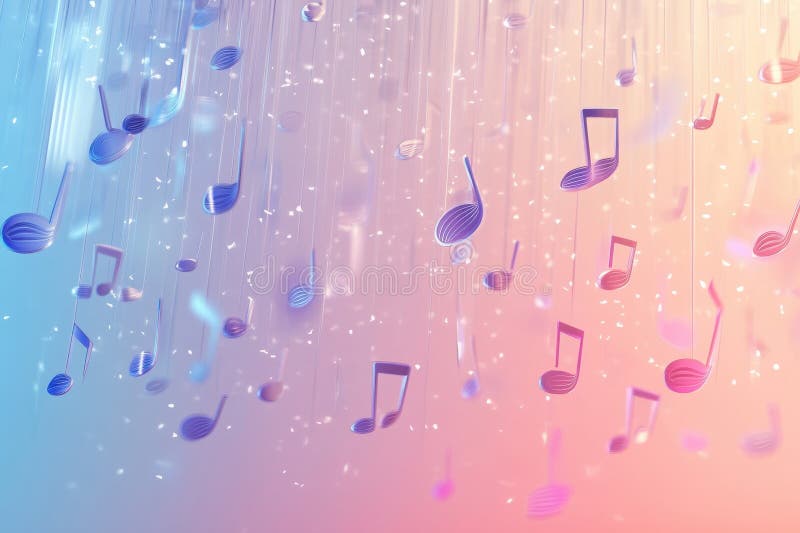 Colorful 3D Music Notes Cascading in a Vibrant Gradient Background at a ...